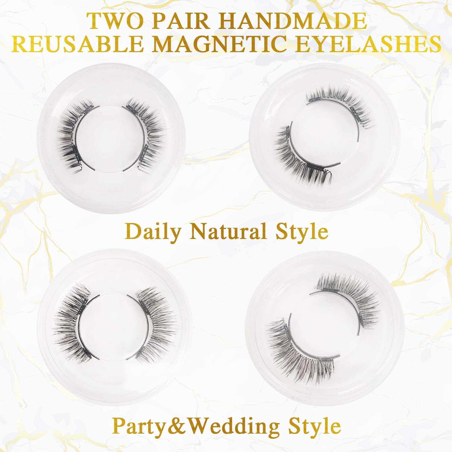 Davocy Magnetic Eyelashes Applicator Tool Kit, 8D Quantum Magnetic Eyelashes Partner, Glue-free Magnetic Eyelash Clip with 2 Pairs Quantum Soft Magnetic Eyelashes.