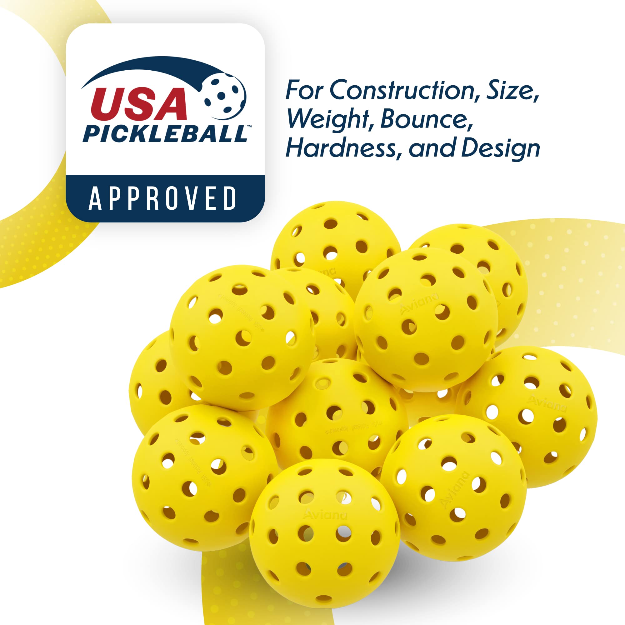 Outdoor Pickleball Balls USAPA Approved 6, 12 & 48 Packs Professional for Sanctioned Tournament Play 40 Holes & Specifically Designed for Outdoor Courts (12 Pack, Yellow)