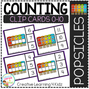 counting ten frame clip cards 0-10: popsicles