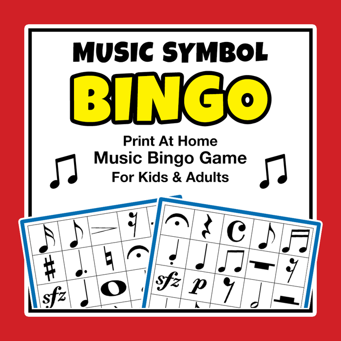 Music Symbol BINGO: Print At Home Music Bingo Game For Kids & Adults