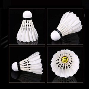 Portzon 12-Pack Goose Feather Badminton Shuttlecocks with Great Stability and Durability, High Speed Badminton Birdies Balls, Upgrade