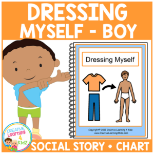 dressing myself (boy) social storybook + chart