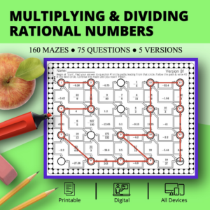 multiplying & dividing rational numbers maze activity sets