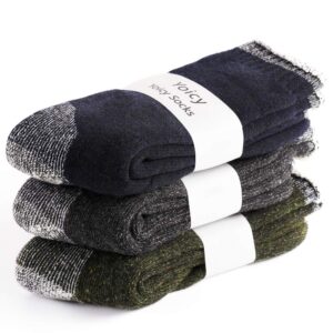 Mens Merino Wool Thermal Socks - Soft Warm Fuzzy Winter Heavy Cushion Hiking Socks (Multi1-Super Thick 3pack)