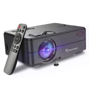 mini video projector, portable outdoor movie projector 1080p supported, 4500 lux led phone projector for home theater, compatible with iphone, android, tv stick, hdmi,usb, ps5, black