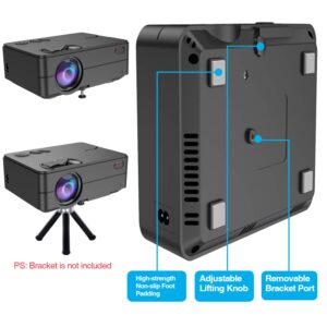 Mini Video Projector, Portable Outdoor Movie Projector 1080P Supported, 4500 Lux LED Phone Projector for Home Theater, Compatible with iPhone, Android, TV Stick, HDMI,USB, PS5, Black