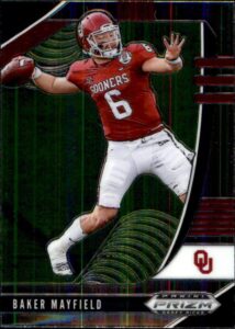 2020 panini prizm draft picks collegiate football #9 baker mayfield oklahoma sooners official ncaa trading card from panini america