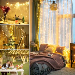 JMEXSUSS Connectable 91.5ft 250 LED String Lights Indoor Outdoor, Warm White LED Christmas Lights Outdoor Waterproof, 8 Modes Twinkle Fairy String Lights Plug in for Bedroom Tree Party Decoration