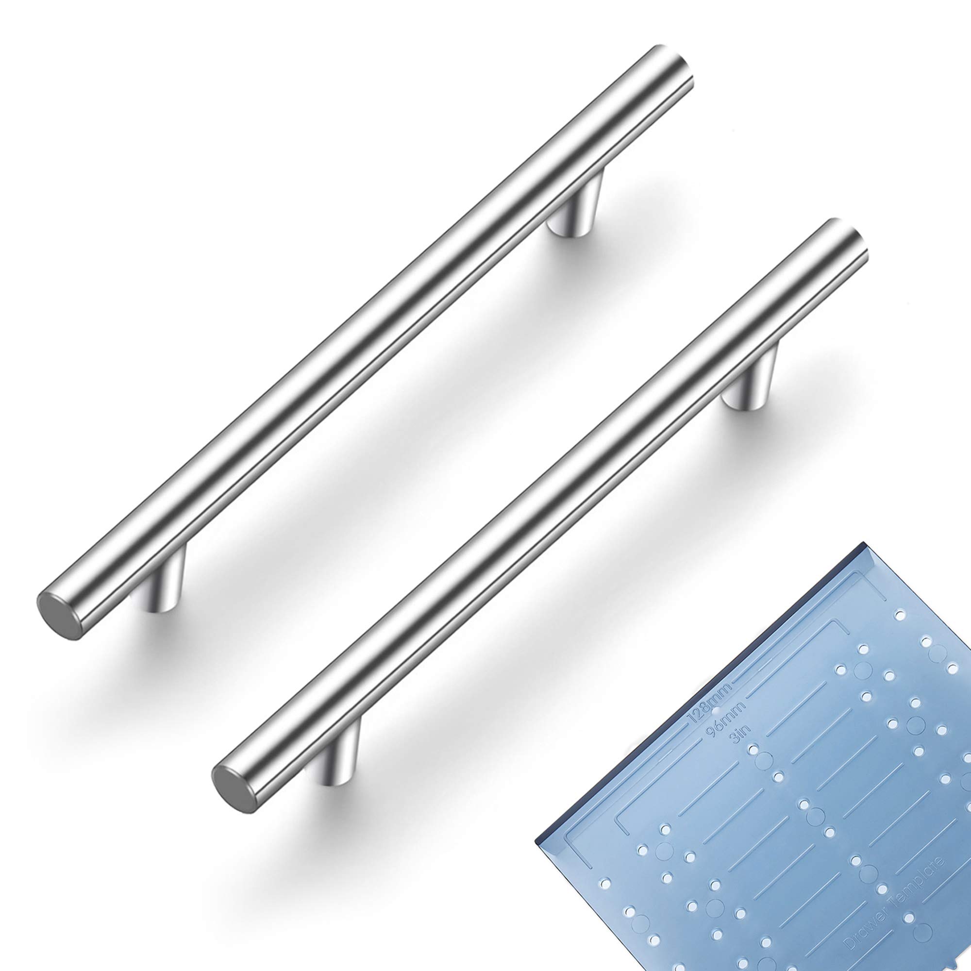 Ravinte 10 Pack | 7.38'' Cabinet Pulls Brushed Nickel Stainless Steel Kitchen Drawer Pulls Cabinet Handles 7-3/8”Length, 5” Hole Center with Mounting Template