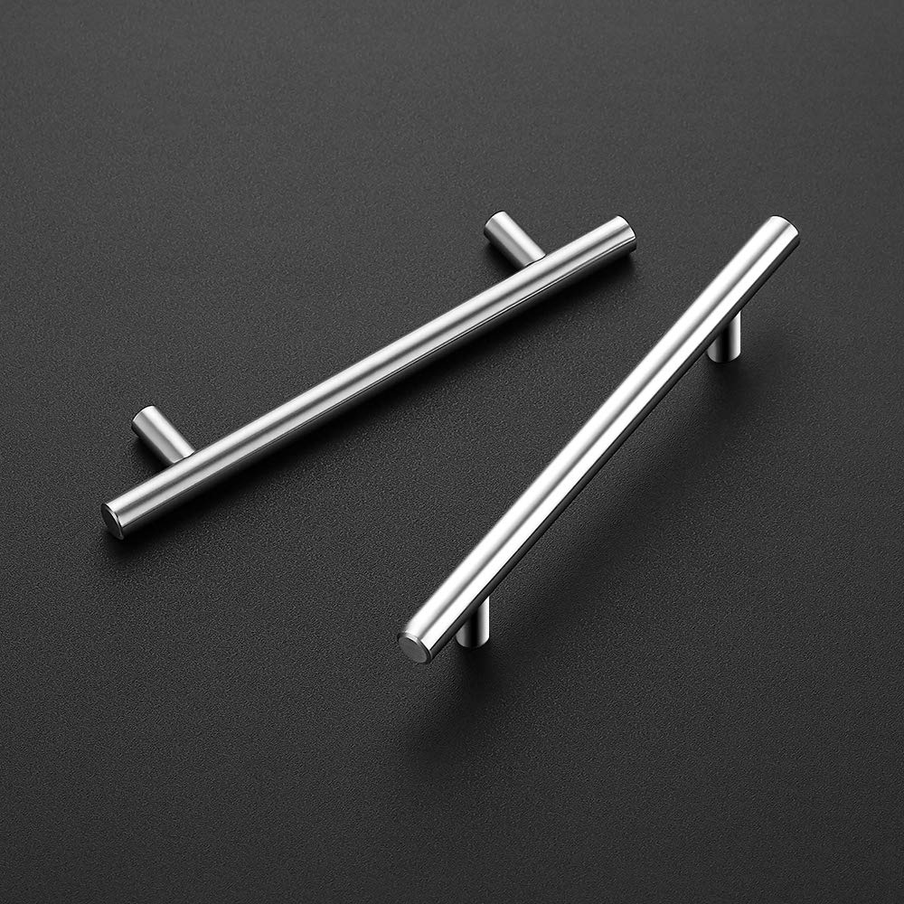 Ravinte 10 Pack | 7.38'' Cabinet Pulls Brushed Nickel Stainless Steel Kitchen Drawer Pulls Cabinet Handles 7-3/8”Length, 5” Hole Center with Mounting Template