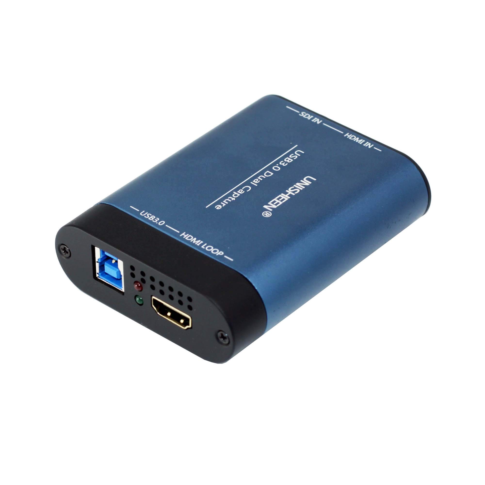 UNISHEEN USB 3.0 HDMI SDI Dual Input Capture Card, Video Broadcast Game Live Stream, HDMI to USB 3.0 HD 1080P Live Streaming Video Grabber Converter