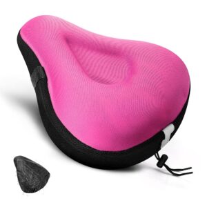 anzome bike seat cushion, extra soft wide gel bike seats cover for men women comfort fits bicycle cushions of exercise bikes spin stationary cruiser bicycles indoor cycling(waterproof case included)