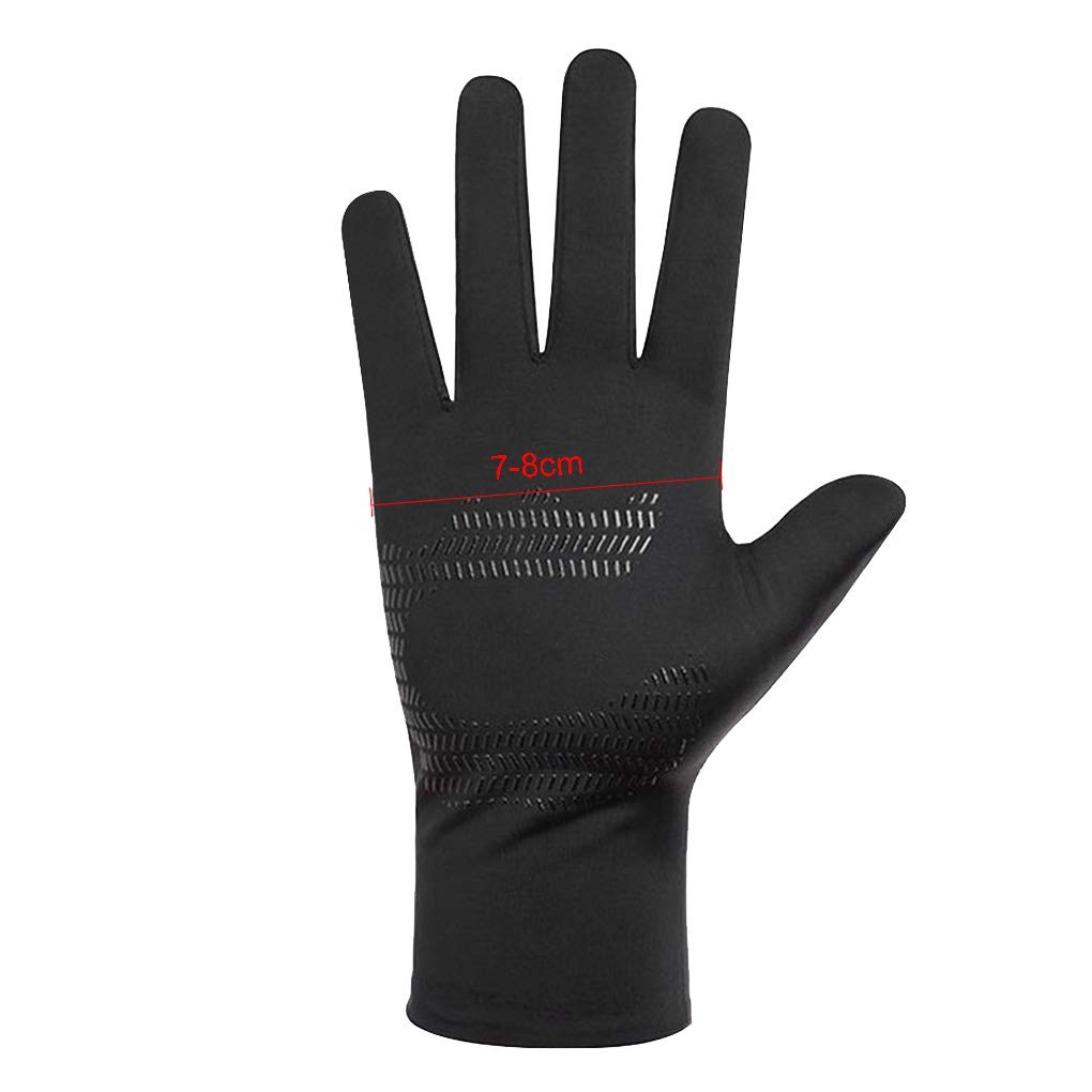 Lightweight Silk Summer Gloves Non-slip Outdoor Sports Driving Cycling Gloves Winter Warm Running Glove Liner SUN UV Protection Fishing Gloves for Women Men (Black, Full Fingers without touchscreen)