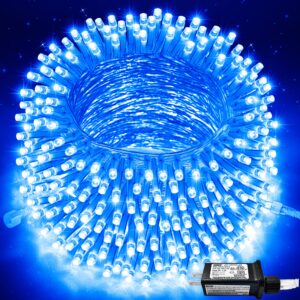 jmexsuss 250 led blue string lights indoor, 91.5ft connectable christmas lights outdoor waterproof, 8 modes blue christmas string lights for party garden christmas tree halloween decoration