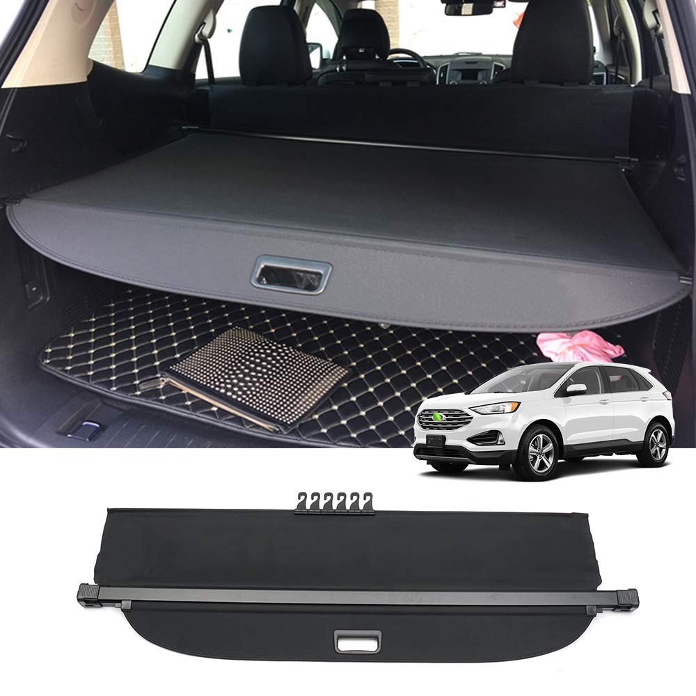 Powerty Compatible with Cargo Cover Ford Edge 2023 2015-2022 Rear Retractable Trunk Shade Shield Luggage Tonneau Cover Black No Gap