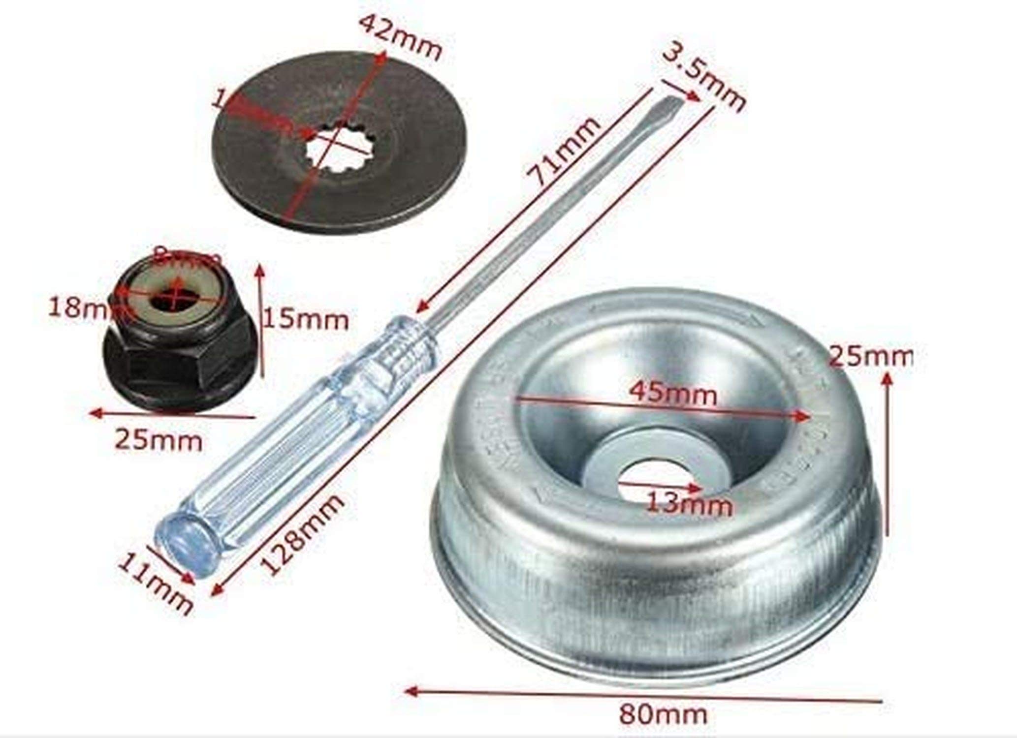 Gardening Machine Lawnmower, Rider Plate, Replacement for Stihl Brush Blade and Weedeater Parts, Collar Nut, Maintenance Screwdriver, Blade Adapter, Compatible with Stihl Weed Eater Blades