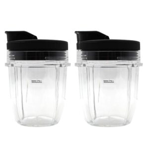 anbige 2 packs replacement parts cup with lid, compatible with nutri ninja blenders bl480 bl482 bl642 nn102 bl682 bl450 bl2013 (2 12oz cup with lid)