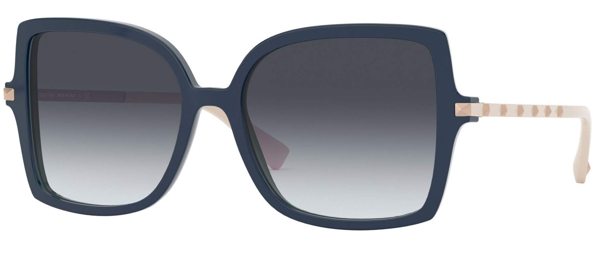 Valentino Women's Round Fashion Sunglasses, Blue/Gradient Grey, One Size