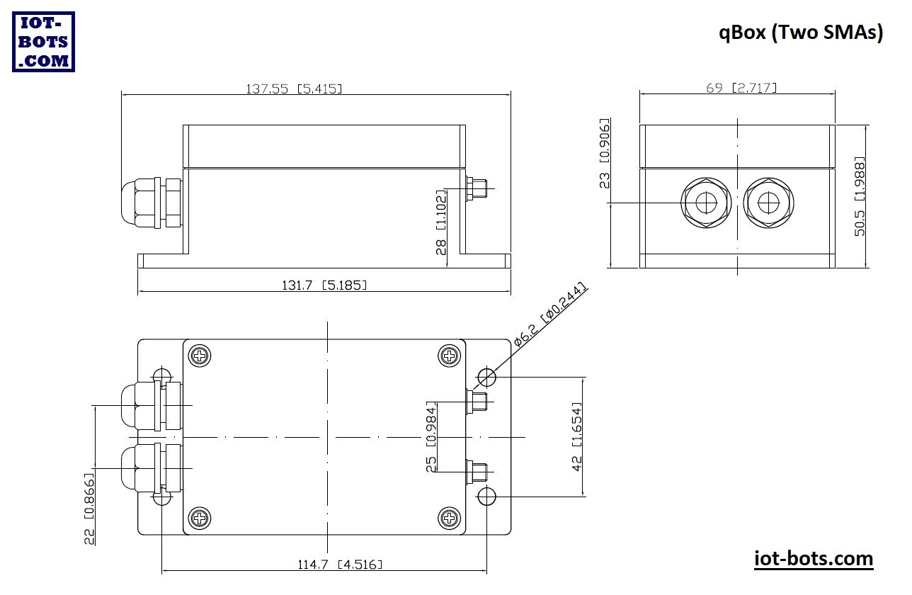 qBoxMini DIY IOT Enclosure Kit (Two SMAs), IOT Enclosure for Arduino MKR Feather ESP32 Cellular LoRa WiFi Board, Waterproof IP65 Enclosure with Glands, prototyping PCB and Two SMA connectors