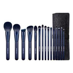 makeup brush set, eigshow professional makeup brushes kit foundation powder concealers eye shadows makeup 15 piece for eye face liquid cream cosmetics brushes kit (blue)