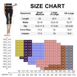 GAYHAY High Waisted Capri Leggings for Women - Soft Slim Yoga Pants for Running Cycling Workout B-Black