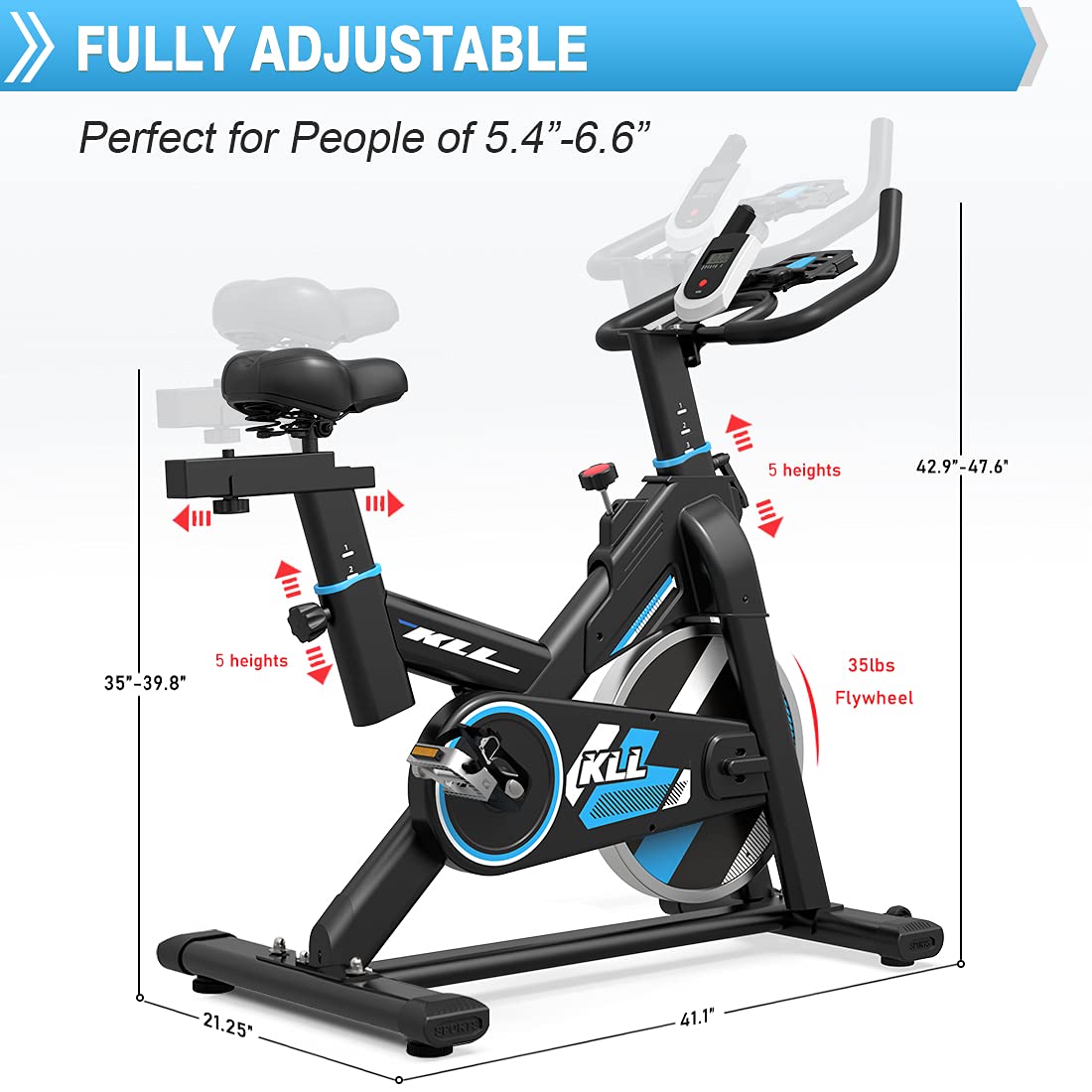 LABODI Exercise Bike, Stationary Indoor Cycling Bike, Cycle Bike for Home Cardio Gym, Belt Drive Workout Bike with 35 LBS Flywheel, Thickened Frame Upgraded Version