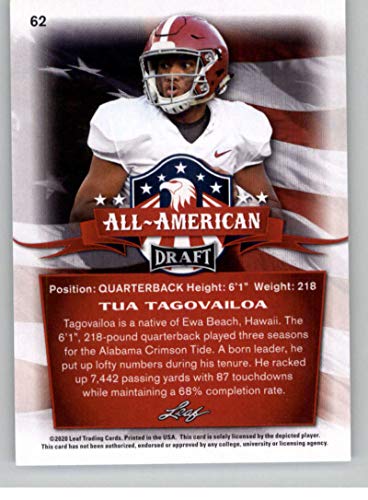 2020 Leaf Draft #62 Tua Tagovailoa RC - Alabama Crimson Tide Miami Dolphins (All-American) (RC - NFL Rookie Football Trading Card)