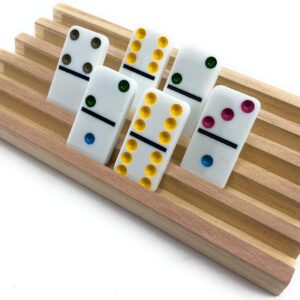 Matty's Toy Stop Deluxe Solid Wood Domino Trays (4 Count) Game Bundle - 2 Pack (8 Trays Total)