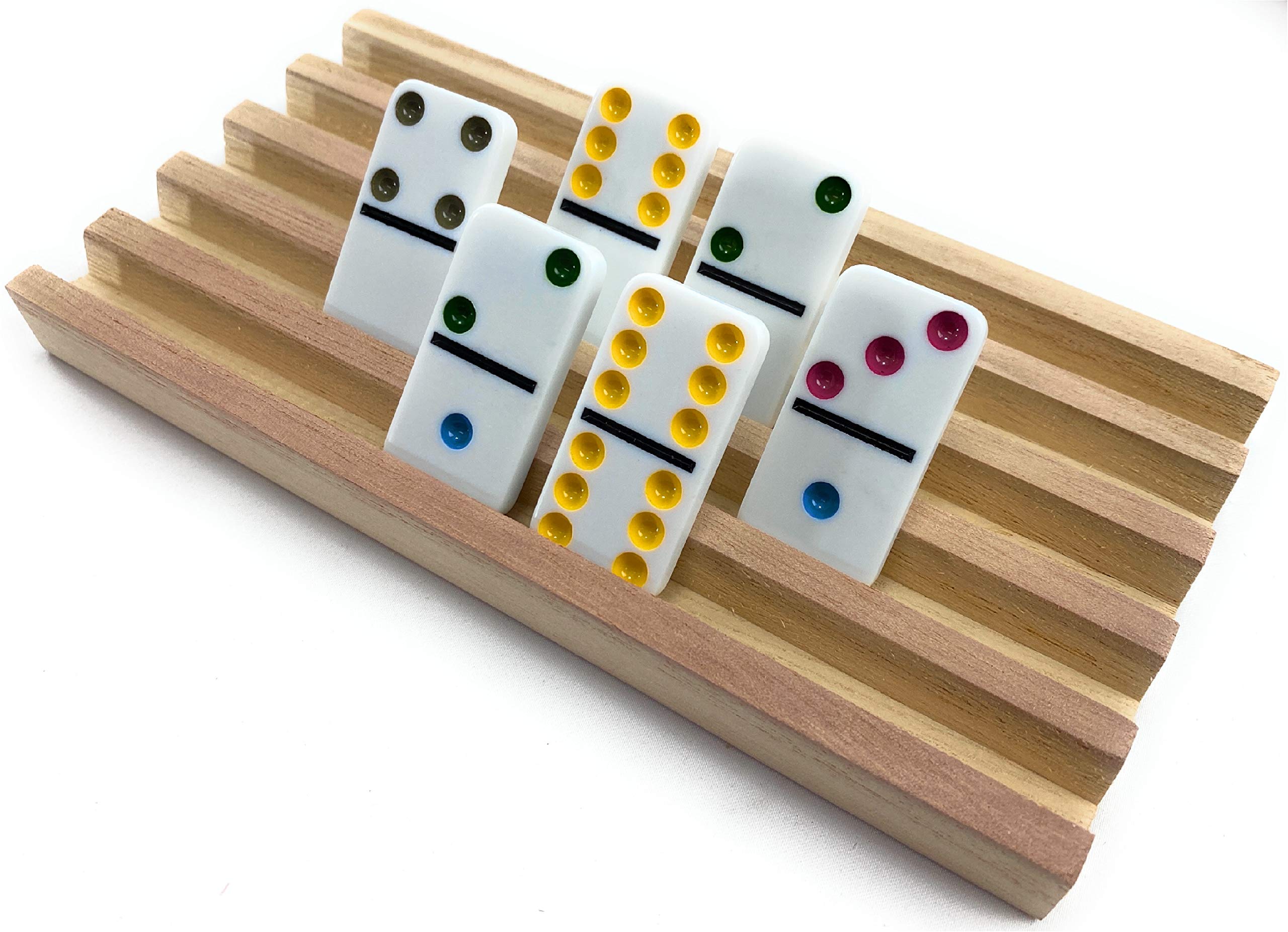 Matty's Toy Stop Deluxe Solid Wood Domino Trays (4 Count) Game Bundle - 2 Pack (8 Trays Total)