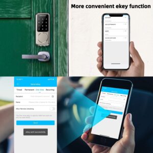 Smart Lock,SMONET Keyless Entry Door Lock,Remote Lock Unlock for Home Security,Easy Installation,Voice Control,Touchscreen Keypad Deadbolt,Code Bluetooth Electric Deadbolt for Hotel,Office