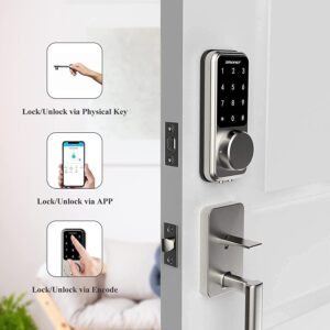 Smart Lock,SMONET Keyless Entry Door Lock,Remote Lock Unlock for Home Security,Easy Installation,Voice Control,Touchscreen Keypad Deadbolt,Code Bluetooth Electric Deadbolt for Hotel,Office