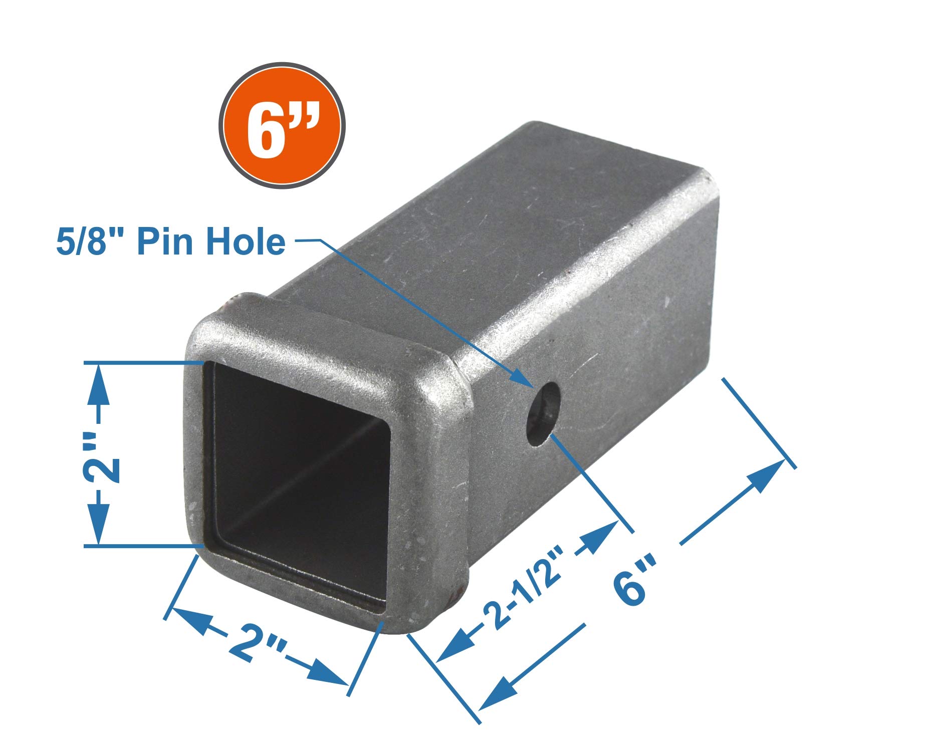 TOPTOW 64453-2 Trailer Hitch Receiver Tube 2-inch X 6-inch Length Storage Box, Weld on Raw Steel, 2 Packs…