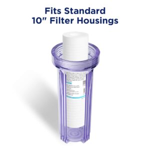 Grooved Sediment Water Filter Cartridge (6 Pack), Membrane Solutions 30 Micron Whole House Water Filter Universal Replacement 10"x2.5" for 10 inch RO Unit, Whole House Under-Sink Filtration System