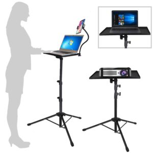 projector tripod stand, foldable laptop tripod,multifunctional dj racks/projector stand, adjustable height 17.5 to 48 inch with phone holder, perfect for office, home, stage or studio and movies