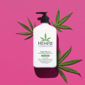 Hempz Natural Triple Moisture Herbal Whipped Body Cream with 100% Pure Hemp Seed Oil for 24-Hour Hydration, Moisturizing Vegan Skin Lotion with Yangu Oil, Peach and Grapefruit, 17 Fl Oz (Pack of 2)