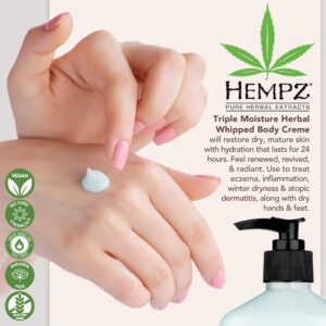 Hempz Natural Triple Moisture Herbal Whipped Body Cream with 100% Pure Hemp Seed Oil for 24-Hour Hydration, Moisturizing Vegan Skin Lotion with Yangu Oil, Peach and Grapefruit, 17 Fl Oz (Pack of 2)