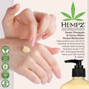 Hempz Sweet Pineapple & Honey Melon Moisturizing Skin Lotion, Natural Hemp Seed Herbal Body Moisturizer with Jojoba, Natural Extracts, Vitamin A and E, 17 oz, 2 Pack Bundle