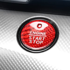 iJDMTOY Gloss Red Real Carbon Fiber Keyless Engine Start/Stop Push Start Button Cover w/Indicator Light Opening, Compatible with Ford F-150 Raptor Explorer Fusion Expedition Edge Taurus, etc