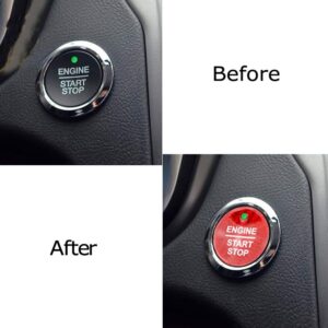 iJDMTOY Gloss Red Real Carbon Fiber Keyless Engine Start/Stop Push Start Button Cover w/Indicator Light Opening, Compatible with Ford F-150 Raptor Explorer Fusion Expedition Edge Taurus, etc