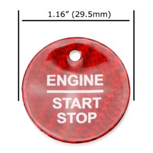 iJDMTOY Gloss Red Real Carbon Fiber Keyless Engine Start/Stop Push Start Button Cover w/Indicator Light Opening, Compatible with Ford F-150 Raptor Explorer Fusion Expedition Edge Taurus, etc