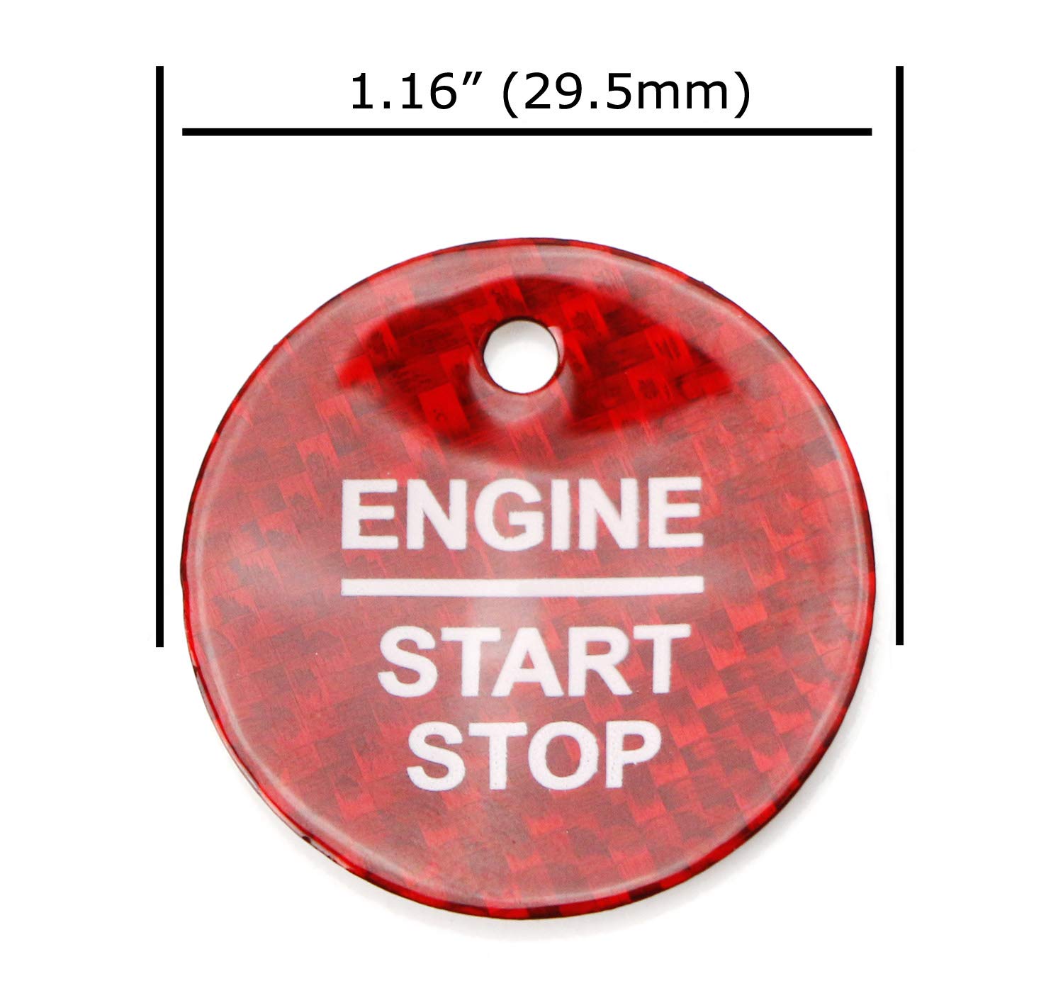 iJDMTOY Gloss Red Real Carbon Fiber Keyless Engine Start/Stop Push Start Button Cover w/Indicator Light Opening, Compatible with Ford F-150 Raptor Explorer Fusion Expedition Edge Taurus, etc