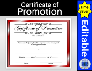 certificate of promotion burgundy border