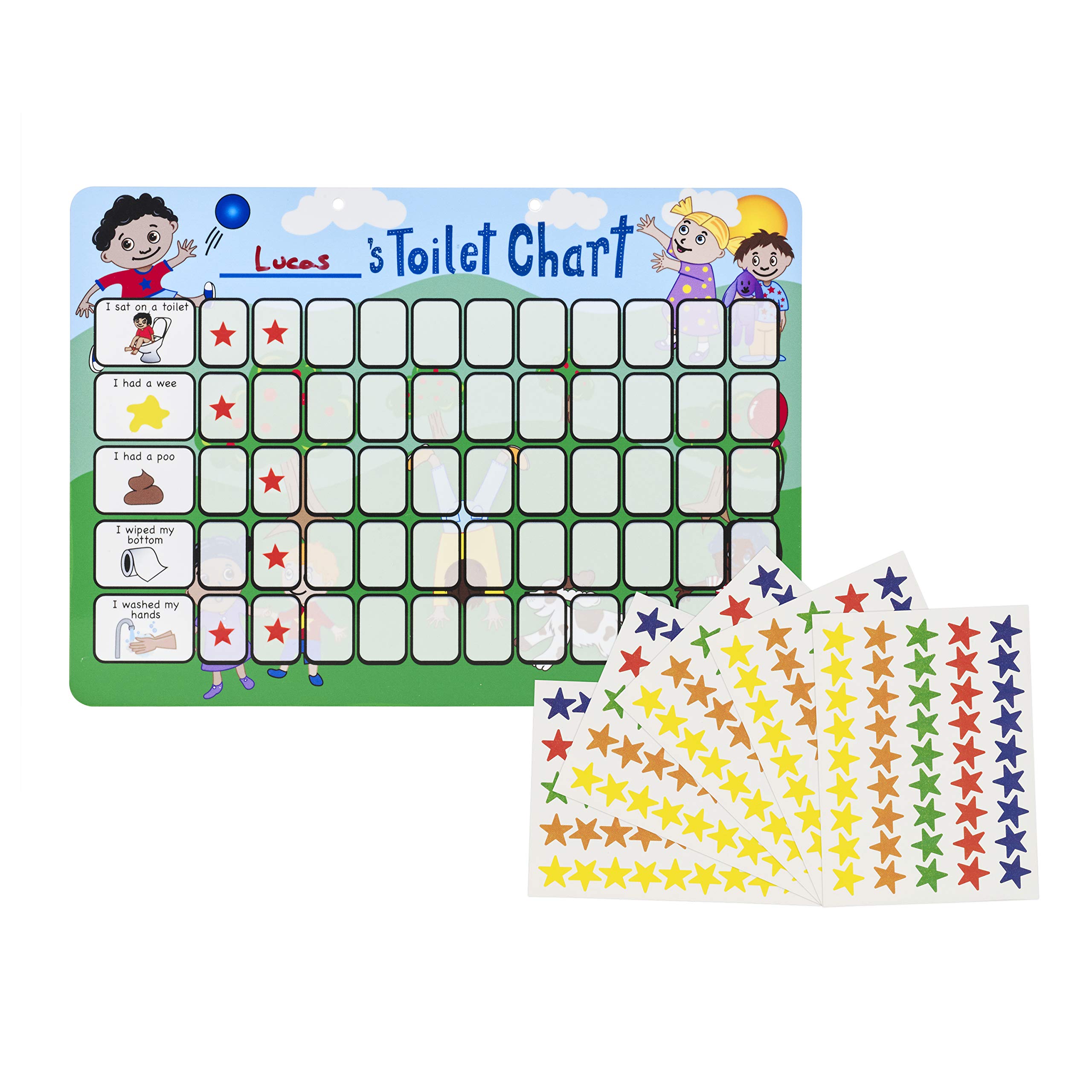 Kids Toilet Training Reward chart and Potty Reward chart for boys and girls Toddlers and young children with 225 star stickers included