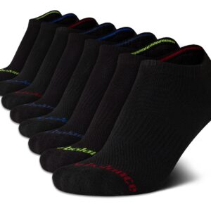 New Balance Boys' Performance No Sweat Low Cut Socks with Arch Support (8 Pack), Size Large, Black