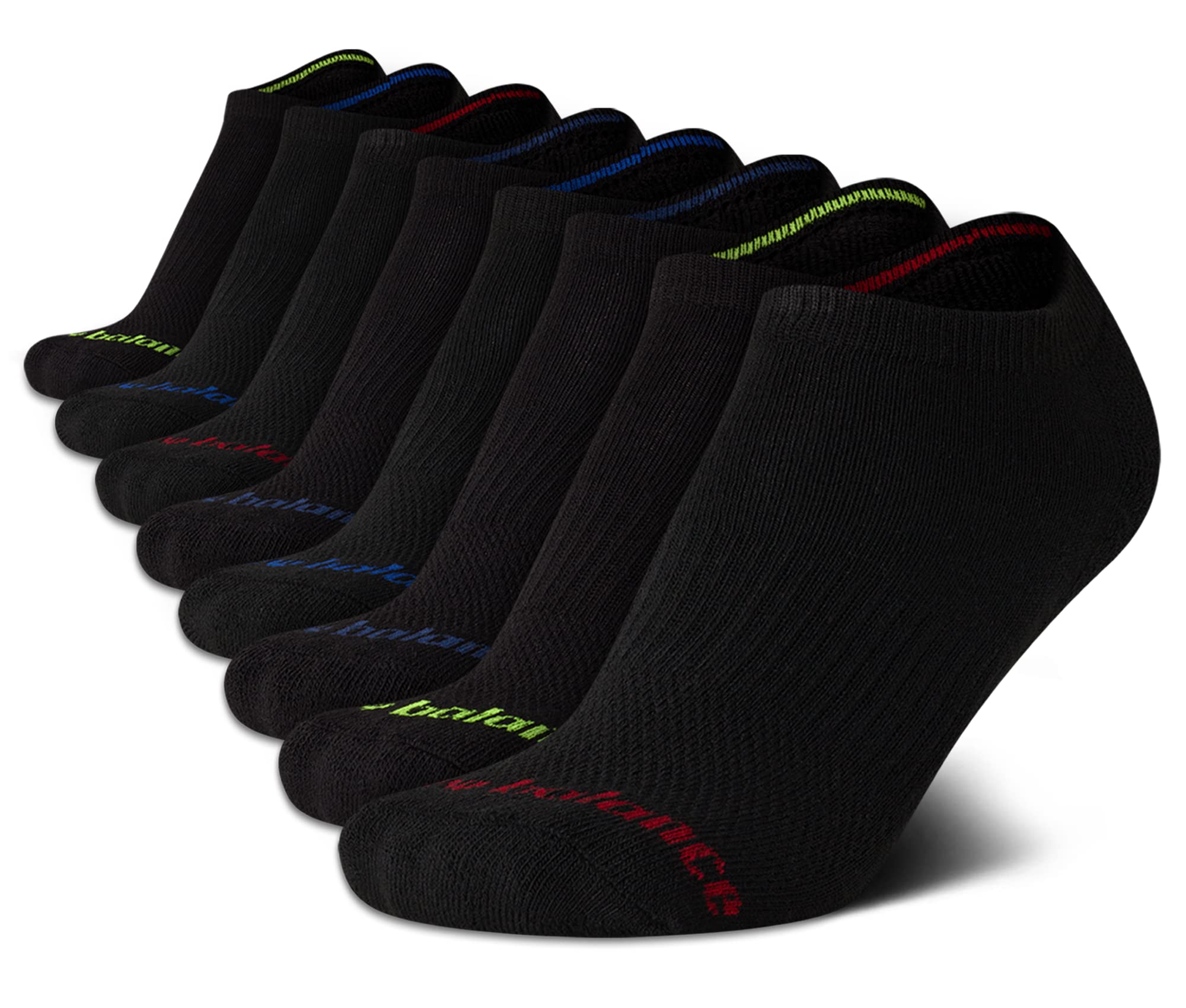 New Balance Boys' Performance No Sweat Low Cut Socks with Arch Support (8 Pack), Size Large, Black