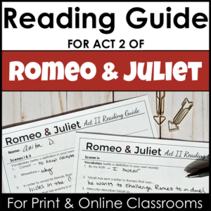 reading guide romeo and juliet act 2 with google drive link for print and online classrooms