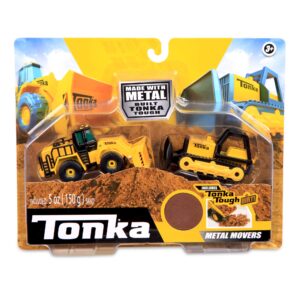 tonka - metal movers combo pack series 2 - bulldozer and front loader , yellow, unisex children