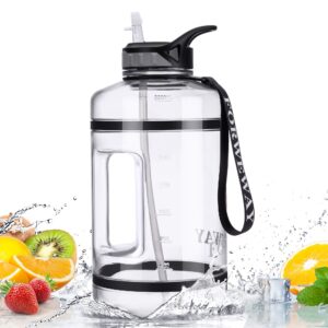 forweway half gallon water bottle with straw leakproof sports water bottle bpa free plastic water bottle with handle 2.2l/74oz gallon water jug for sports