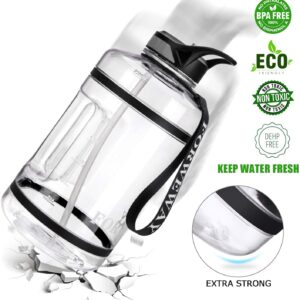 FORWEWAY Half Gallon Water Bottle with Straw Leakproof Sports Water Bottle BPA Free Plastic Water Bottle with Handle 2.2L/74oz Gallon Water Jug for Sports