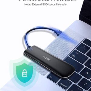 Netac SSD External Drive, Portable SSD 1TB for Type C, Up to 980MB/s, NVME SSD PCIE, USB 3.2 Gen2 10Gbps External Solid State Drive